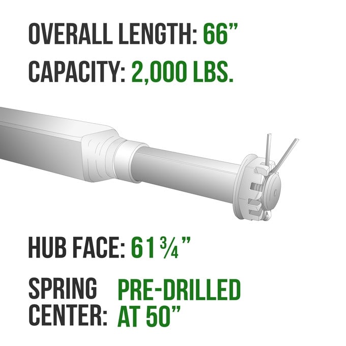 Galvanized 1.5" Square Trailer Axle - 2,000 lbs. Capacity with 1 1/16 ...