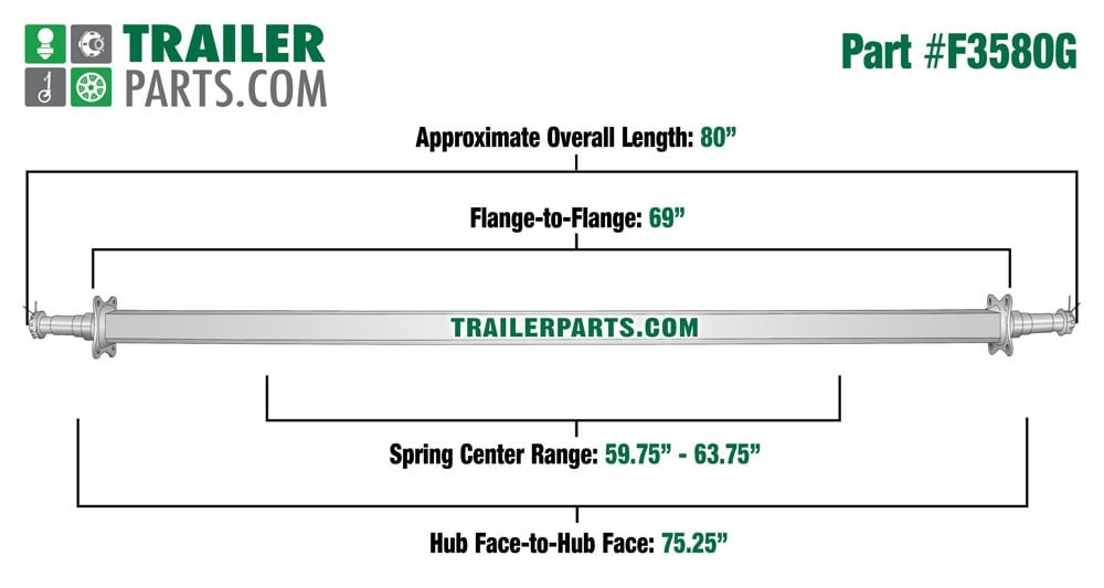 Galvanized 2" Square Trailer Axle - 3,500 lbs. Capacity with 1 3/8" x 1 ...