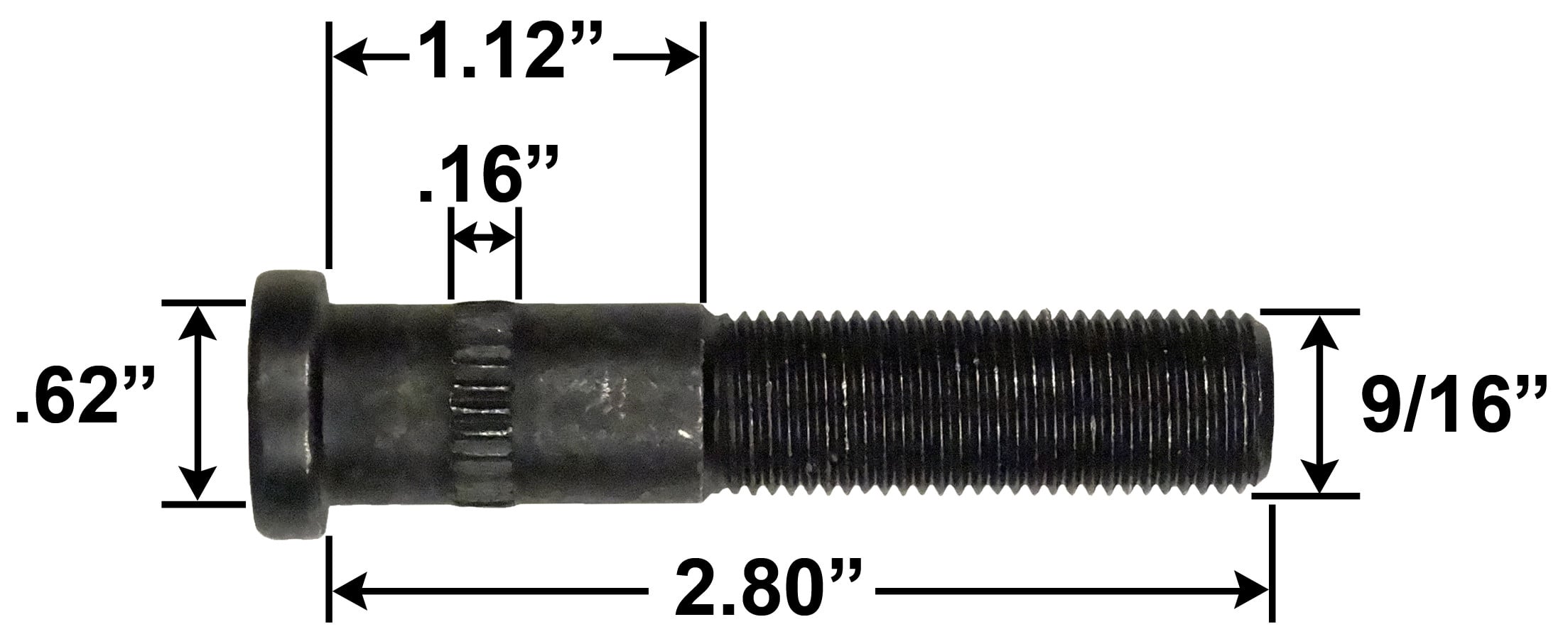 9/16" Wheel Stud - 2.80" Usable Length - .62" Knurl Diameter - Studs ...