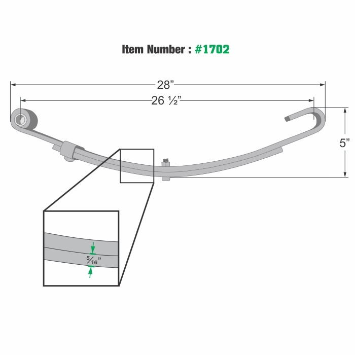 EZ Loader 26 1/2" Open Eye Trailer Leaves Spring - 2 Leaves