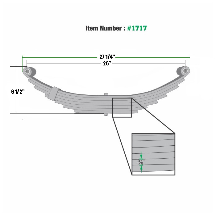 26" Double Eye Leaf Spring - 7 Leaves