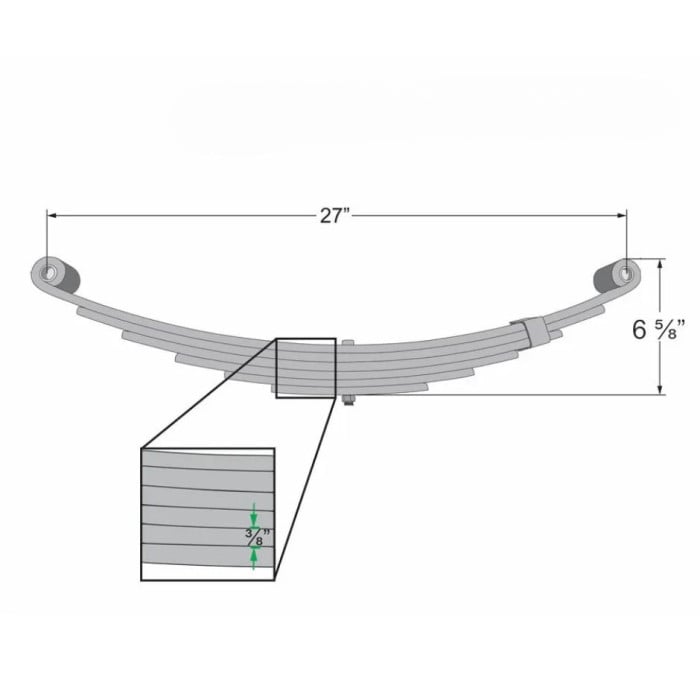 27" Double Eye Leaf Spring - 6 Leaves