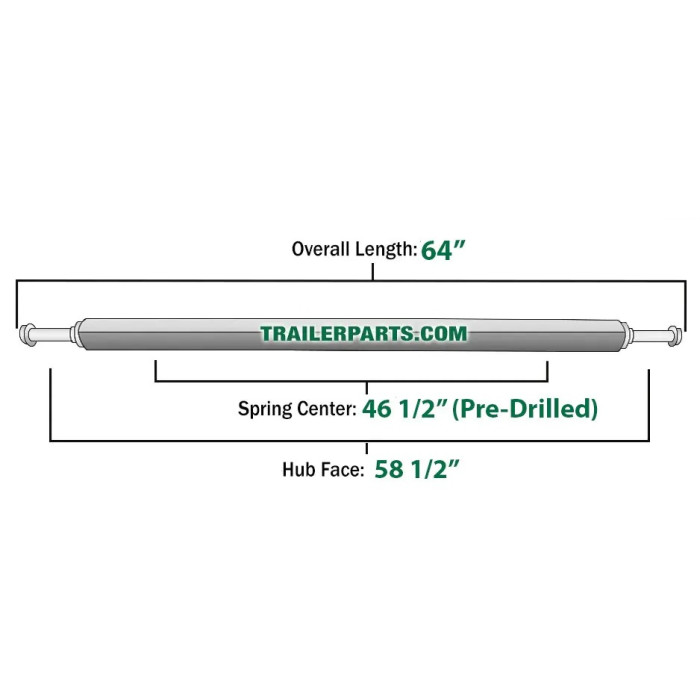 Trailer Axle - 1 1/2" Square - Galvanized