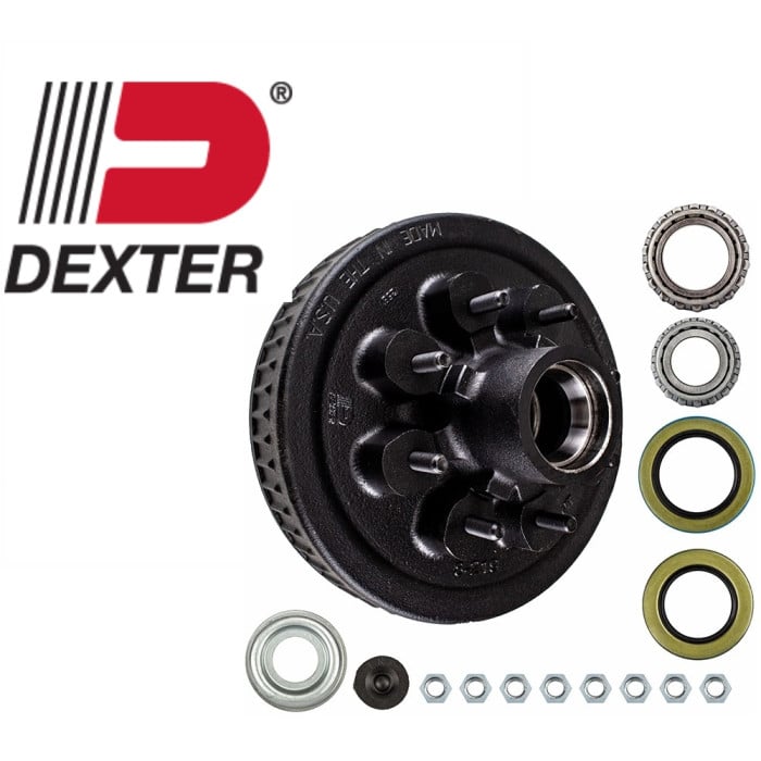 12 x 2" Brake Drum - 8 on 6 1/2" with 1 3/4" x 1 1/4" Bearings