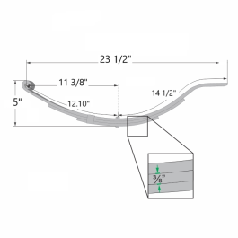 25 1/2" Flat End Slipper Leaf Spring - 3 Leaves - 1 3/4" Wide - 1,720 ...