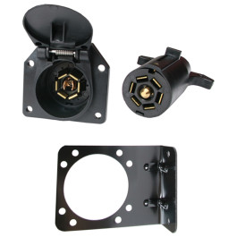 7-Way RV-Style Plastic Trailer Connector Set with Bracket